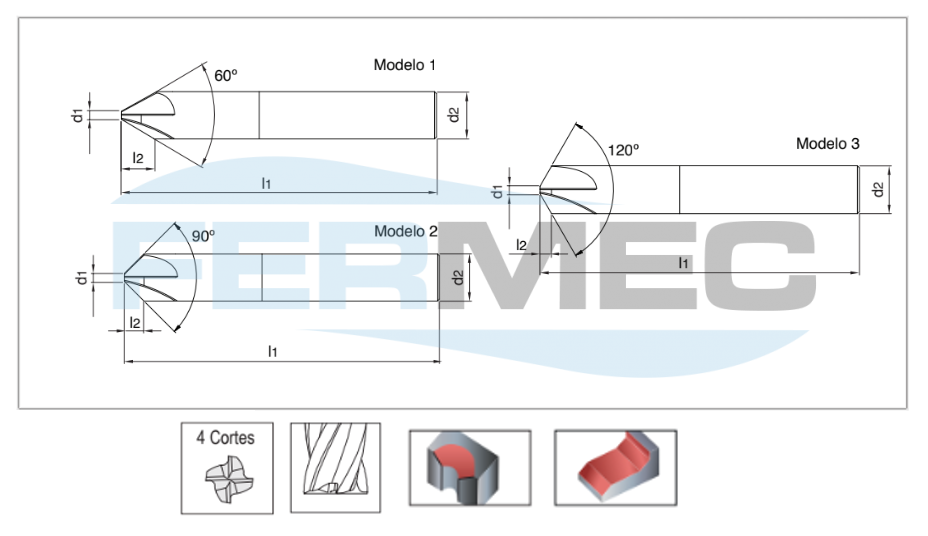 Fresa Para Chanfrar 2 Cortes - Fresas de Metal Duro - Fermec